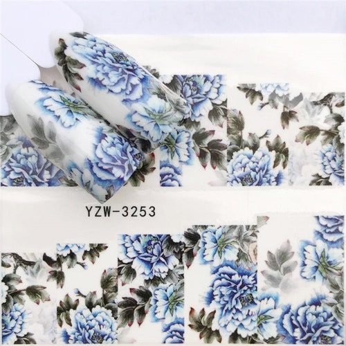 Nail Art Water Decals Stickers Transfers White Pink Roses Etsy