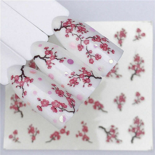 Nail Art Water Decals Stickers Transfers White Pink Roses Etsy