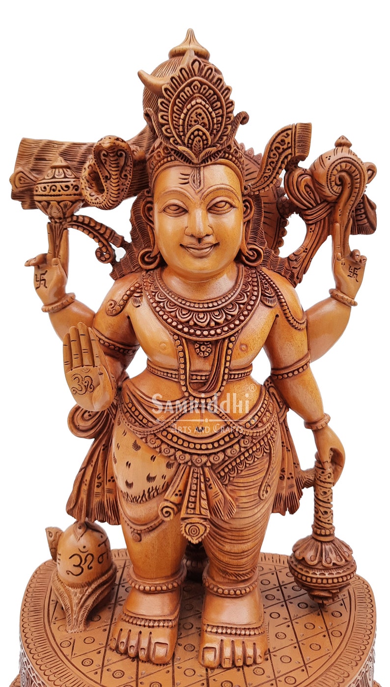 Hand Carved Kadam Wood Harihara Statue, Vishnu Shiva Idol (15 Inch) - Etsy