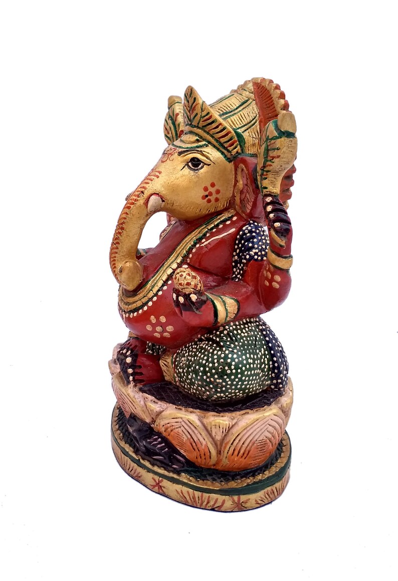 Antique Ganesha Statue Fine Wooden Multi Color/ Hand Carved/ - Etsy