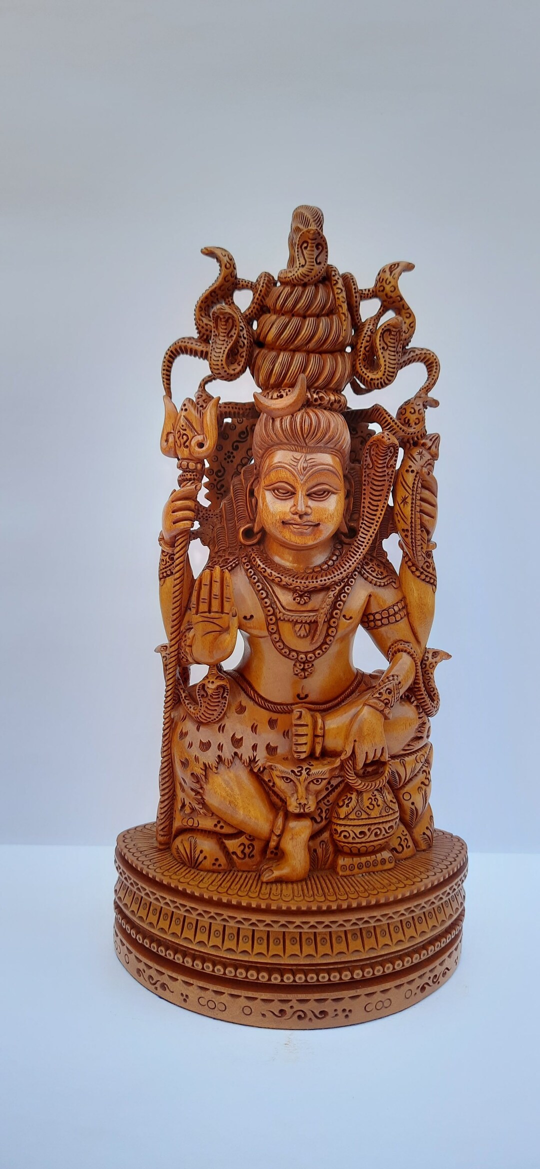 Lord Shiva Statue 13 Inch Wooden Shiv Idol Super Fine Hand - Etsy