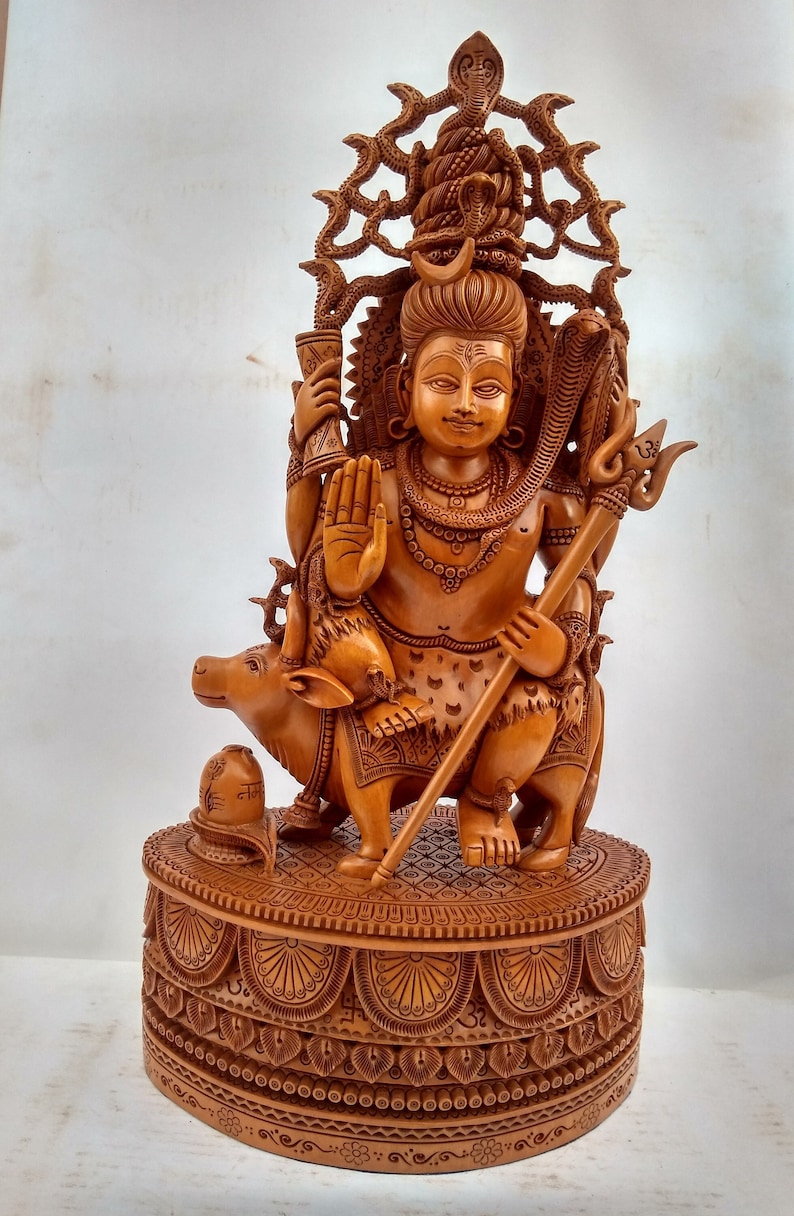 Lord Shiva Statue 17 Zoll, Shiv Idol aus Holz, super feine ...