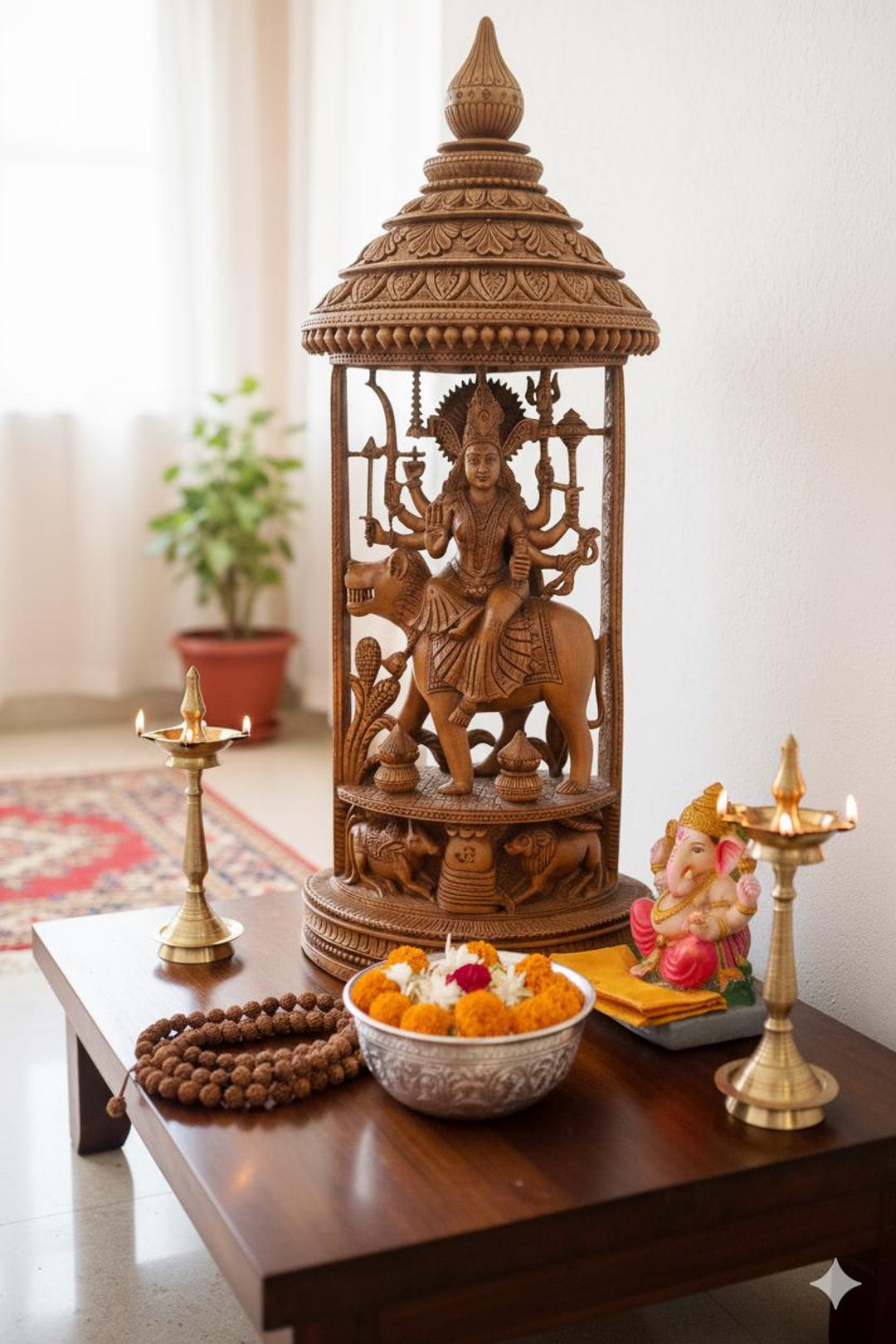 Hand Carved Wooden Durga Statue, Hindu Goddess Idol, 26 Inch - Etsy