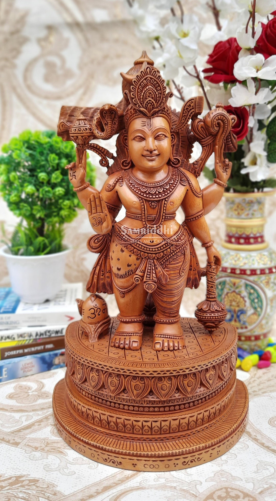 Harihara Wooden Statue, Fusion Avatar of Lord Vishnu (hari) and Lord ...
