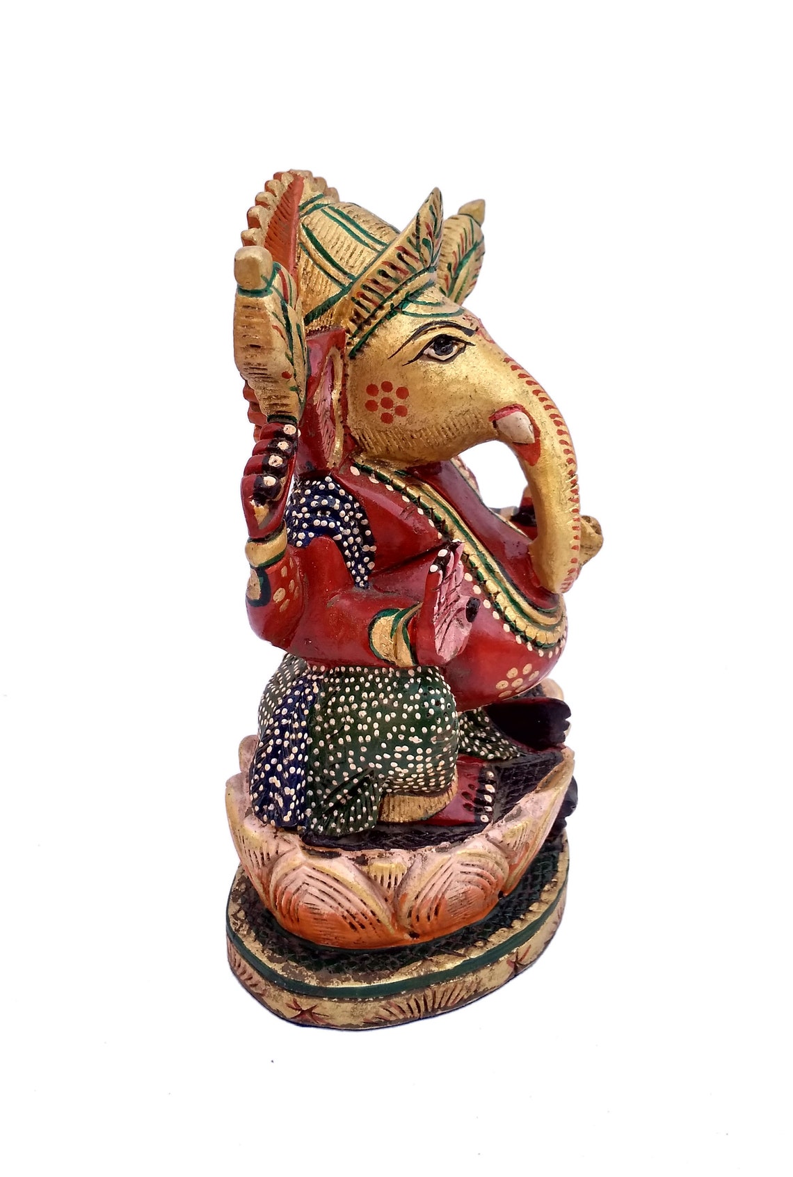 Antique Ganesha Statue Fine Wooden Multi Color/ Hand Carved/ - Etsy