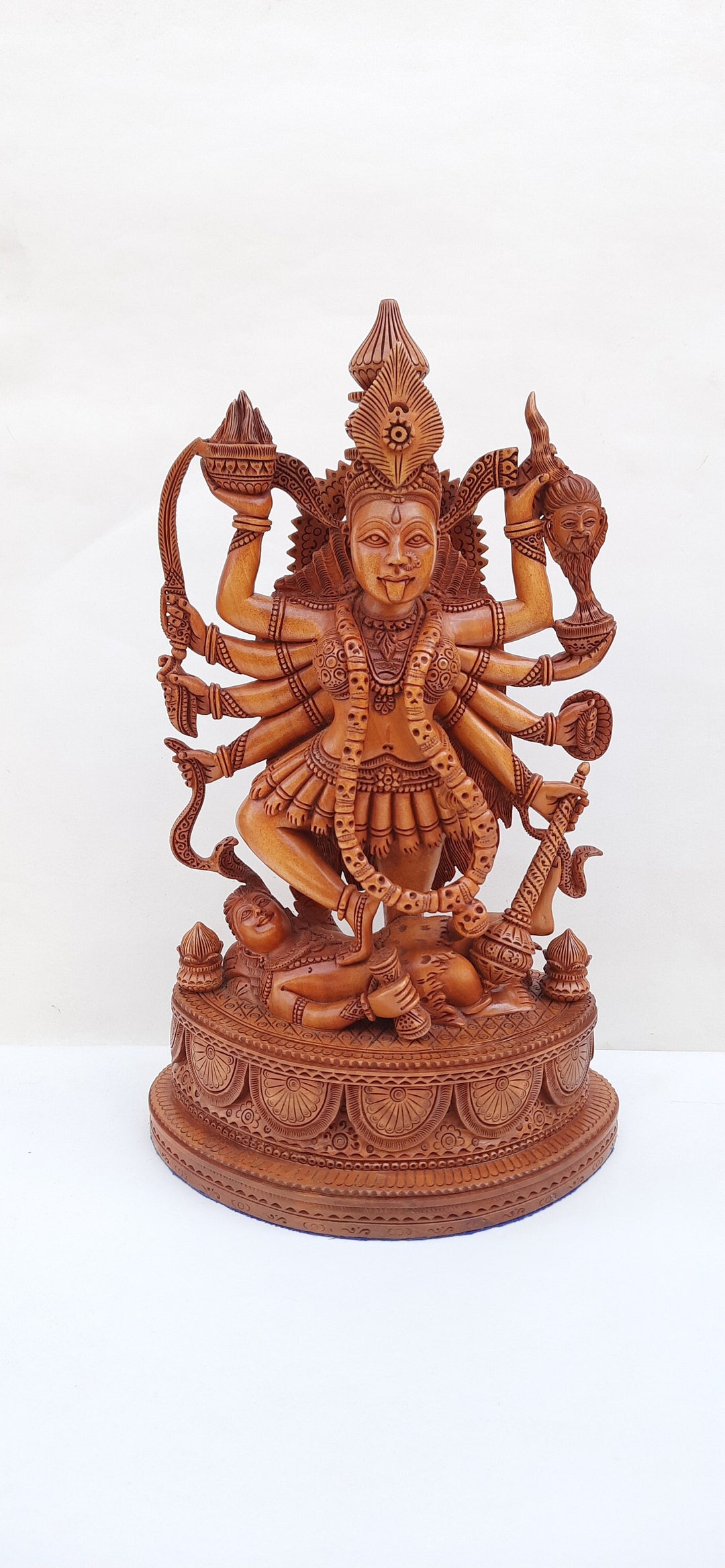 Wooden Kali Statue 14 Inch, Goddess Kali Idol, Super Fine Hand Carved ...