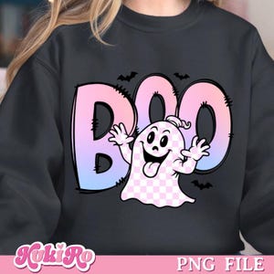 Boo Checker Pattern Ghost PNG Halloween Sublimation Cute Fall Ghost ...