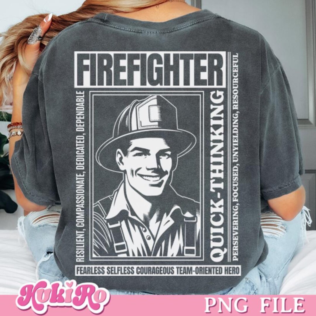 Vintage Male Firefighter Man PNG Word Art Design Hero Brave Digital ...