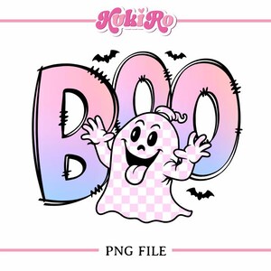 Boo Checker Pattern Ghost PNG Halloween Sublimation Cute Fall Ghost ...