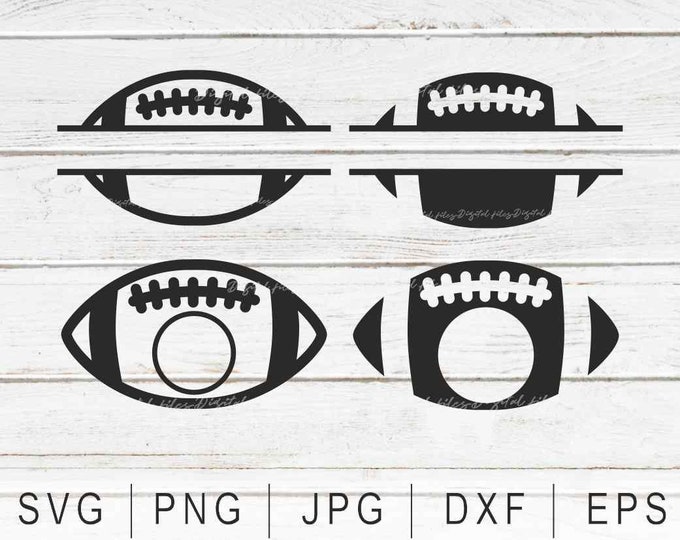 Football Split Monogram Frame SVG Football Ball Clipart Clip - Etsy