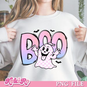 Boo Checker Pattern Ghost PNG Halloween Sublimation Cute Fall Ghost ...