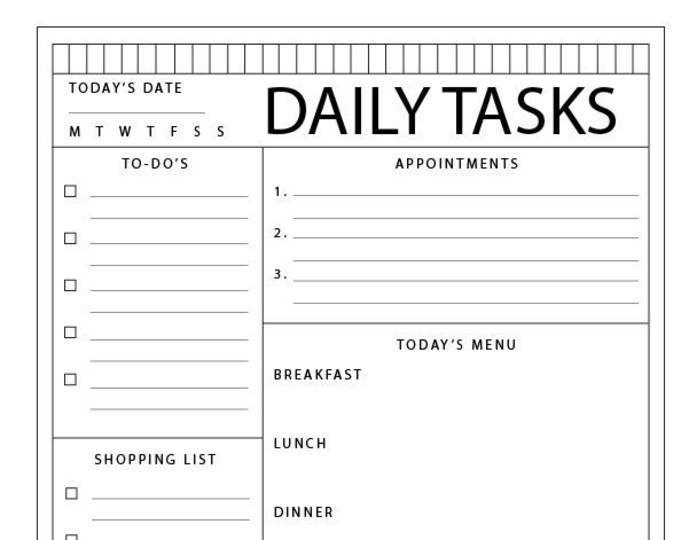 Daily Tasks Printable, Planner Insert, ARC System, Binder Inserts ...