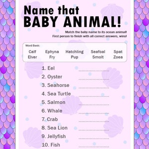 Baby Shower Games, Mermaid, Mermaid Theme, Instant Printable, Unlimited ...