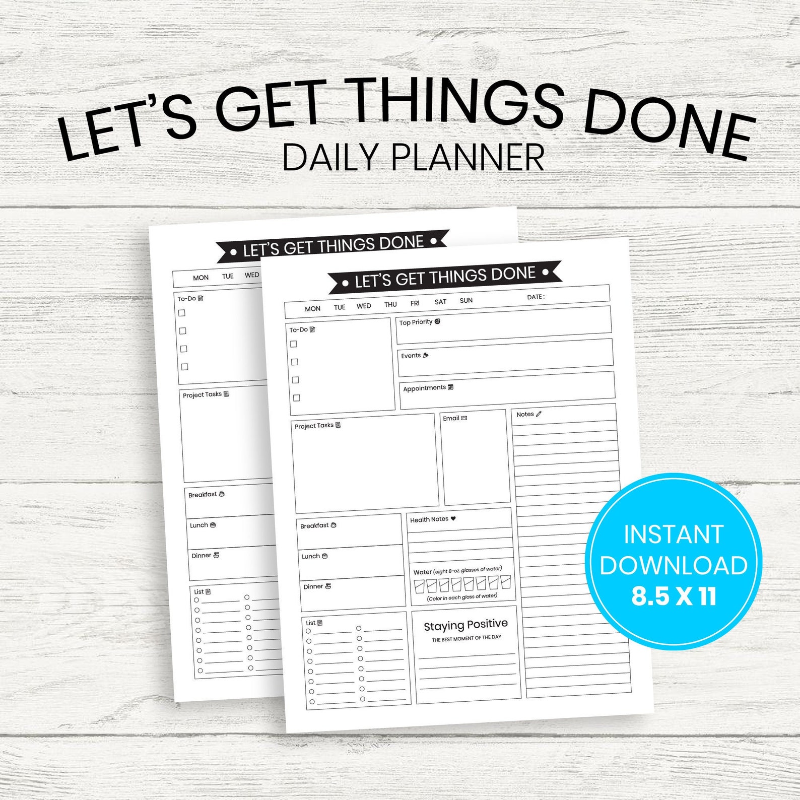 Let's Get Things Done, Daily Planner, Printable - Etsy