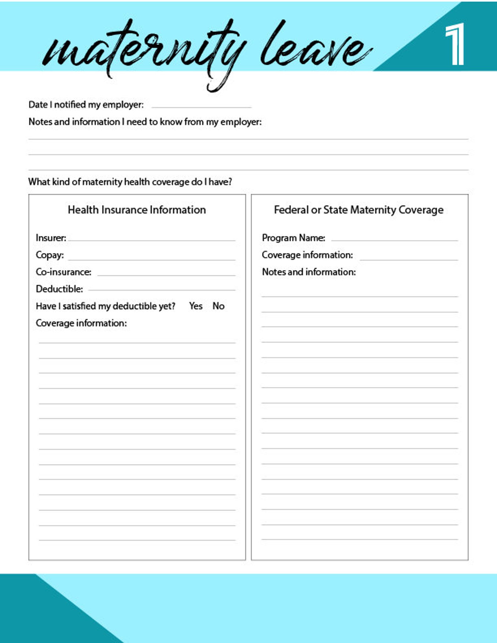 Maternity Leave Planner, Pregnancy, Instant Printable, Unlimited Prints ...