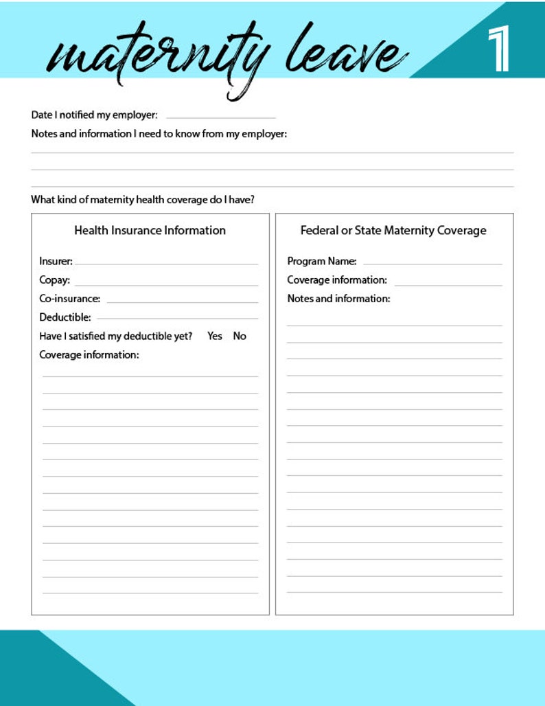 Maternity Leave Planner, Pregnancy, Instant Printable, Unlimited Prints ...