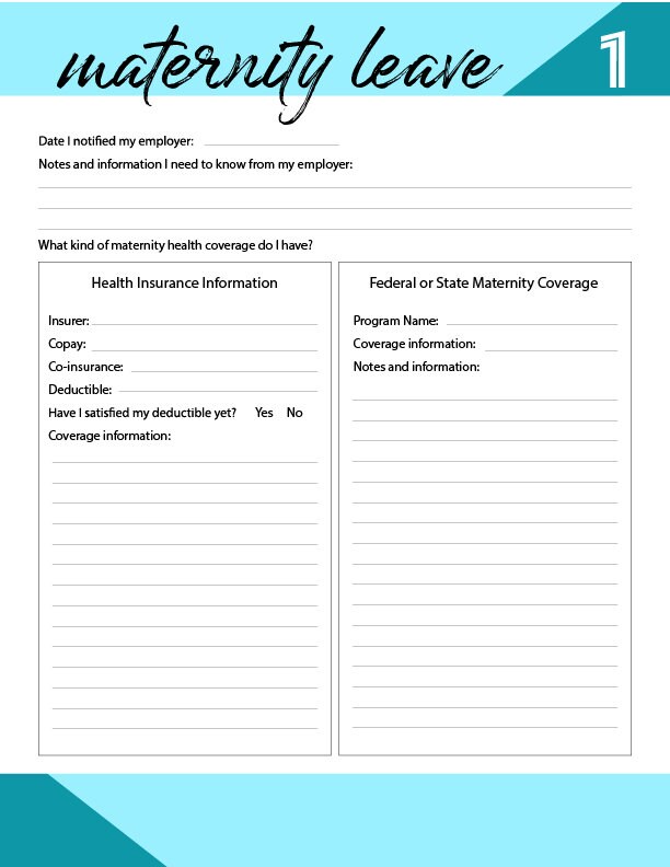 Maternity Leave Planner, Pregnancy, Instant Printable, Unlimited Prints ...