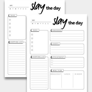 Slay the Day, Daily To-do, Daily Checklist, Instant Printable ...