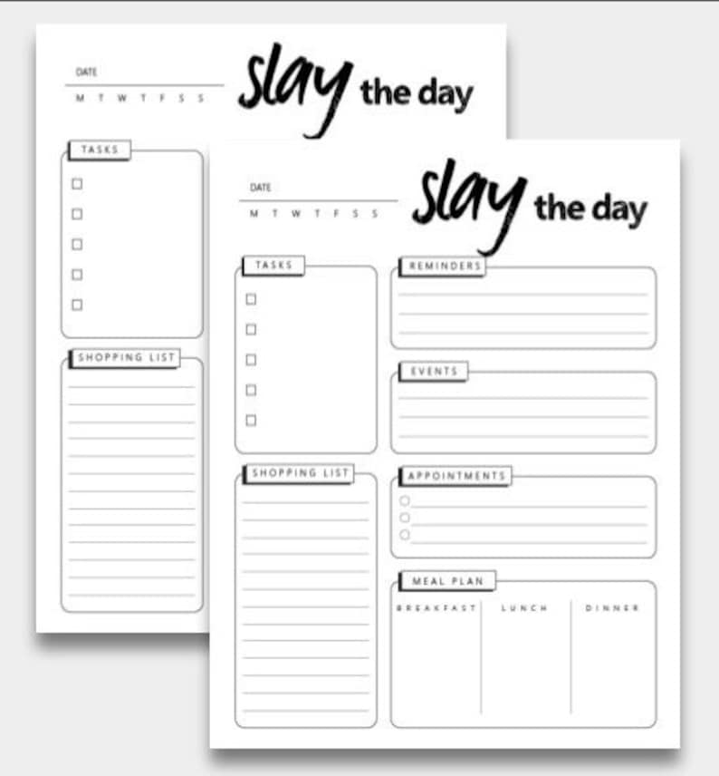 Slay the Day, Daily To-do, Daily Checklist, Instant Printable ...