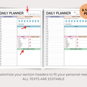 Daily Planner Printable, Editable Template, Digital File - Etsy