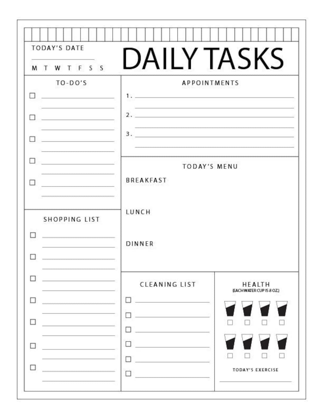 Daily Tasks Printable, Planner Insert, ARC System, Binder Inserts ...
