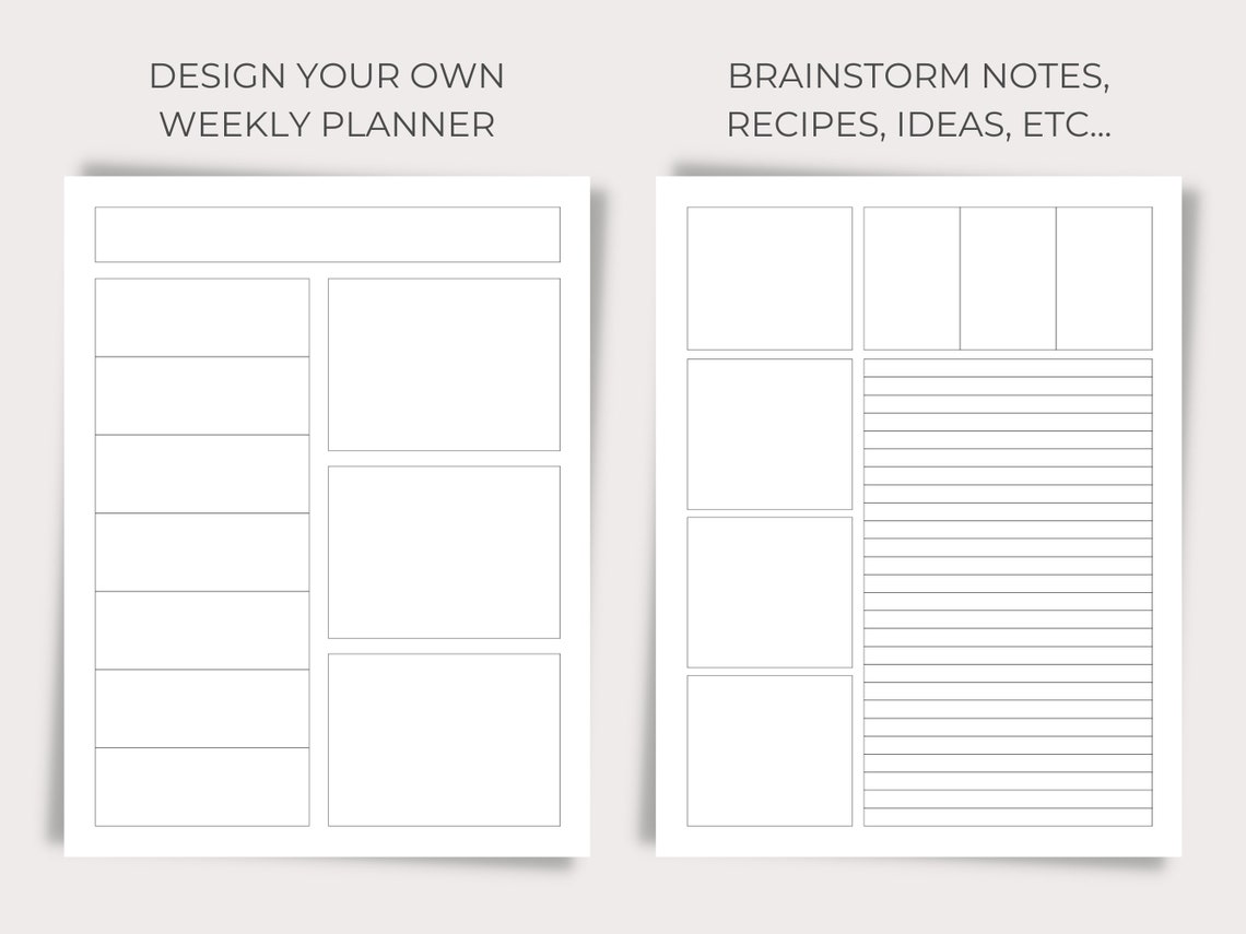 Planner Inserts, 10 Blank Templates, Editable, Printable, Digital - Etsy