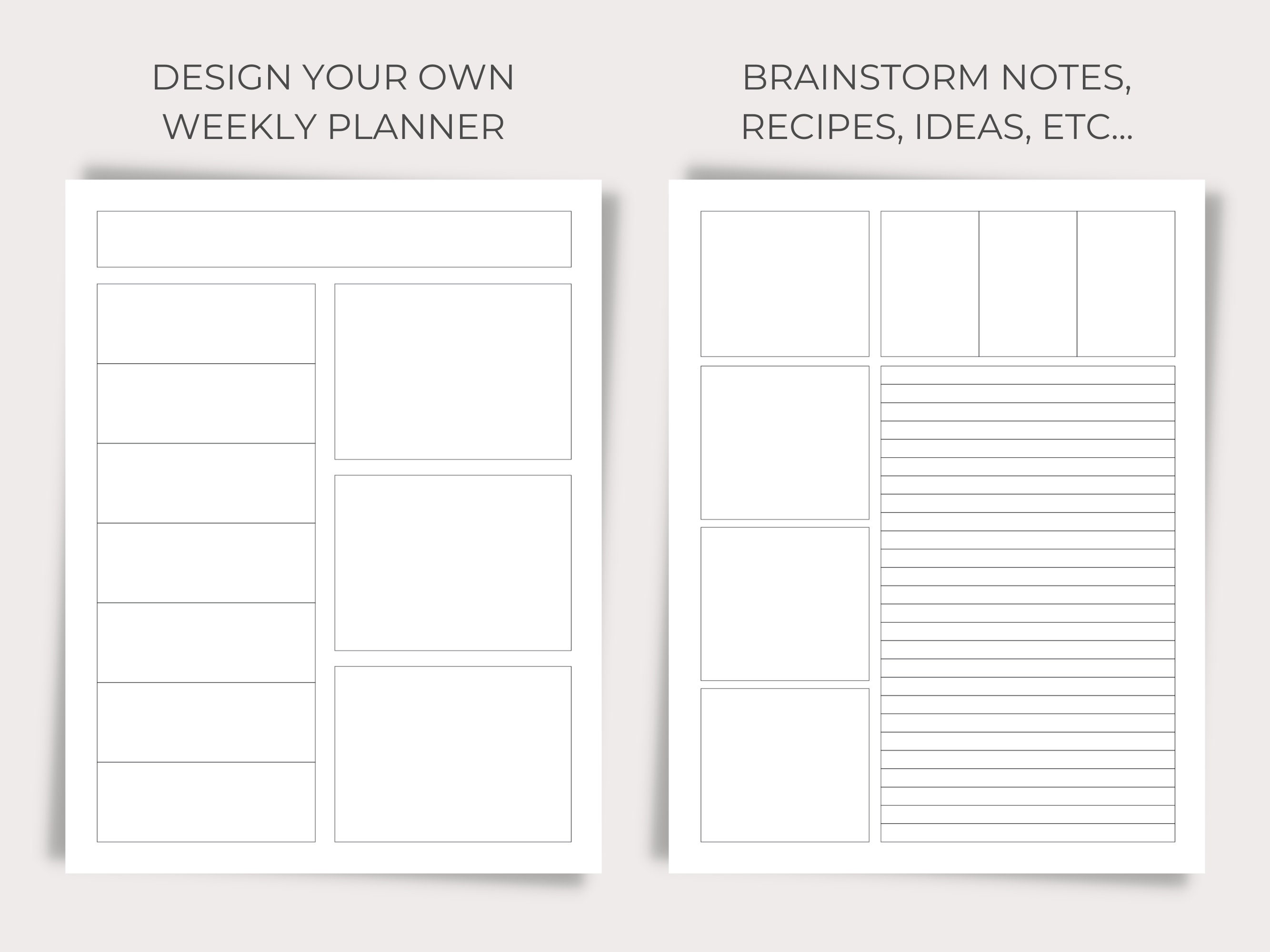 Planner Inserts, 10 Blank Templates, Editable, Printable, Digital - Etsy