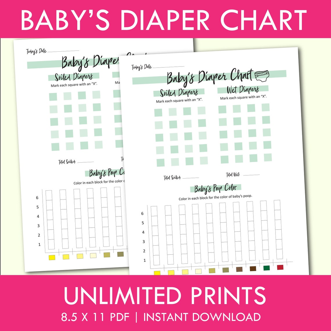 Printable Newborn Diaper Tracker, Daily Infant Nappy Log, Easy ...