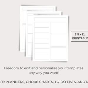 Planner Inserts, 10 Blank Templates, Editable, Printable, Digital - Etsy