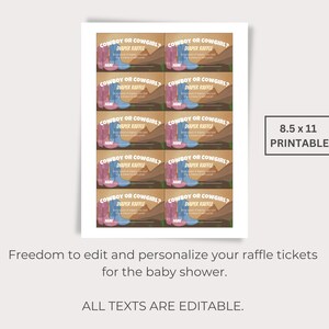 Cowboy or Cowgirl? Diaper Raffle Ticket, Gender Reveal, Editable ...