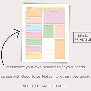 Weekly Planner Printable, Relaxed and Happy, Editable Template, Digital ...