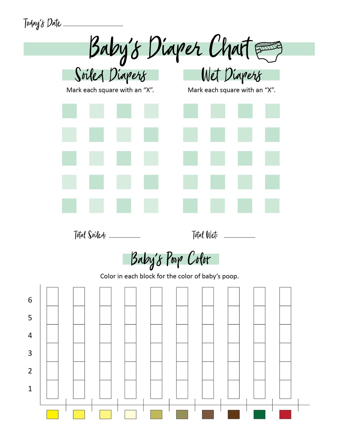 Printable Newborn Diaper Tracker, Daily Infant Nappy Log, Easy ...