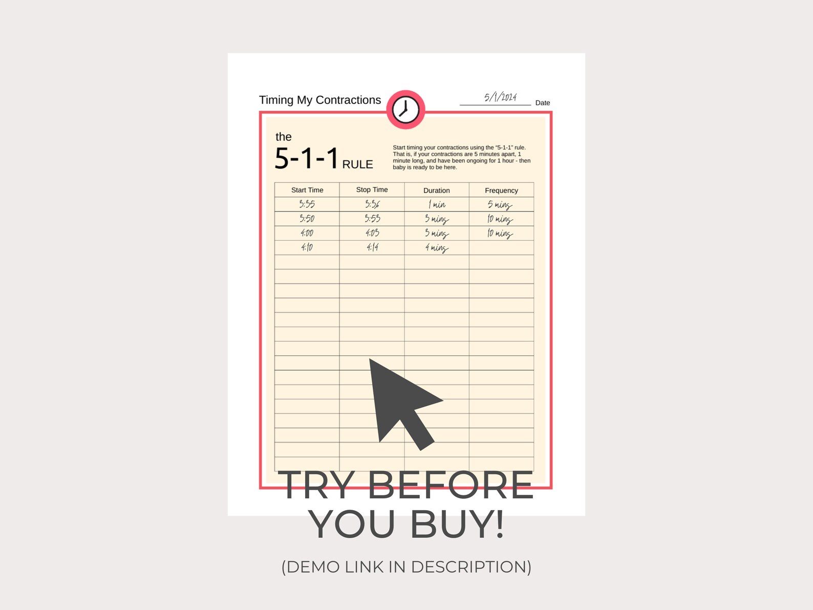 Easy-to-use Contractions Tracking Tool for Expectant Mothers, Pregnancy ...