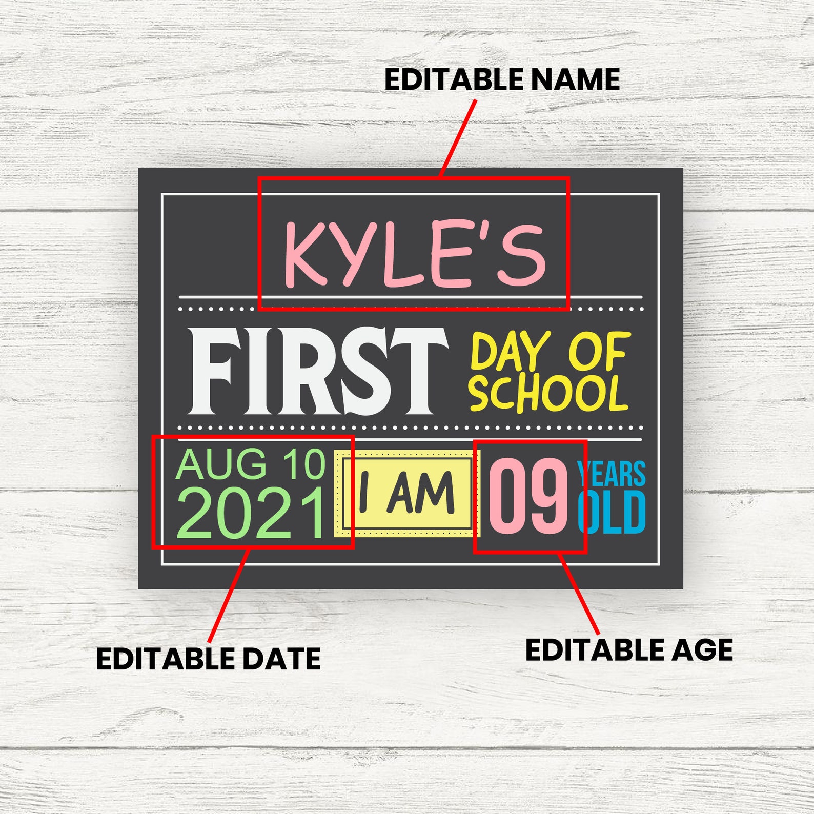 First Day of School Board/sign, Digital File, Editable, Printable - Etsy