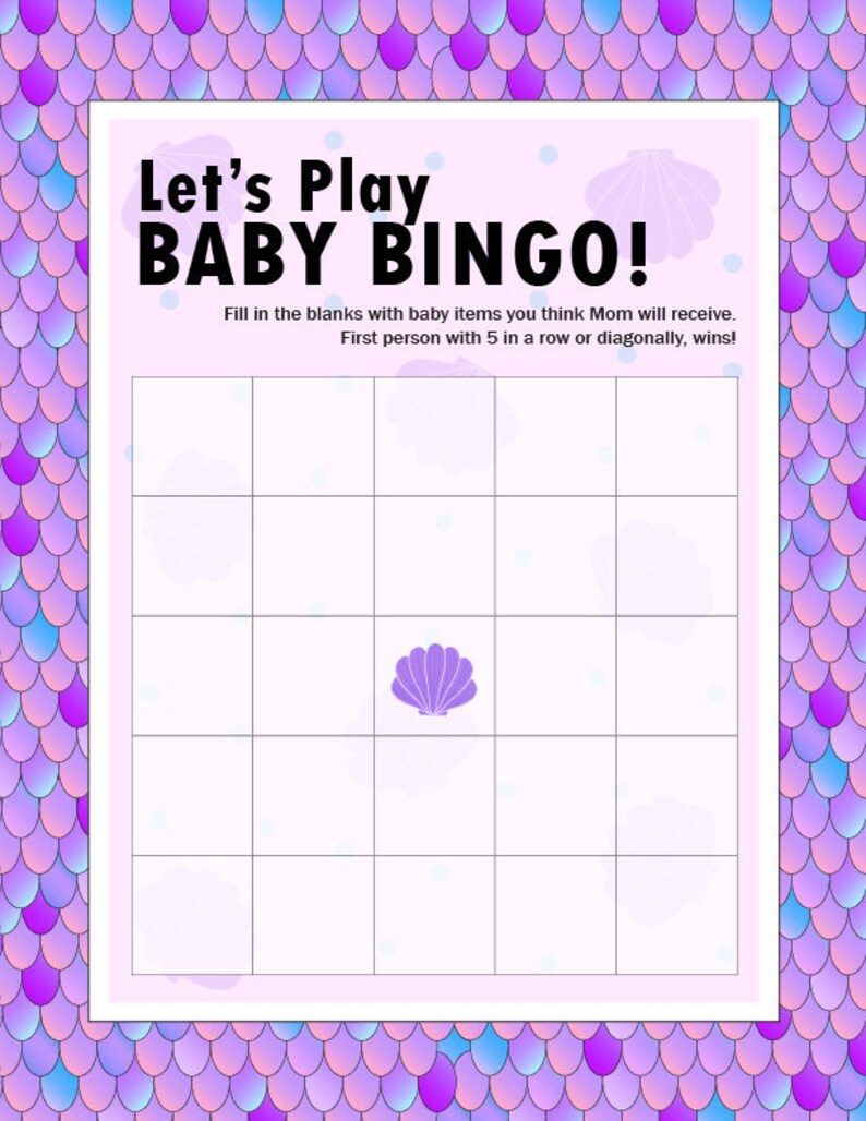 Baby Shower Games, Mermaid, Mermaid Theme, Instant Printable, Unlimited ...