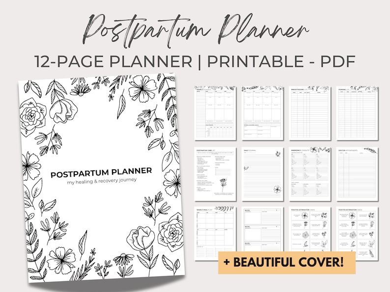 Postpartum Planner Bundle, 12 Planning Pages, Instant Download ...