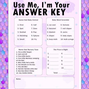 Baby Shower Games, Mermaid, Mermaid Theme, Instant Printable, Unlimited ...