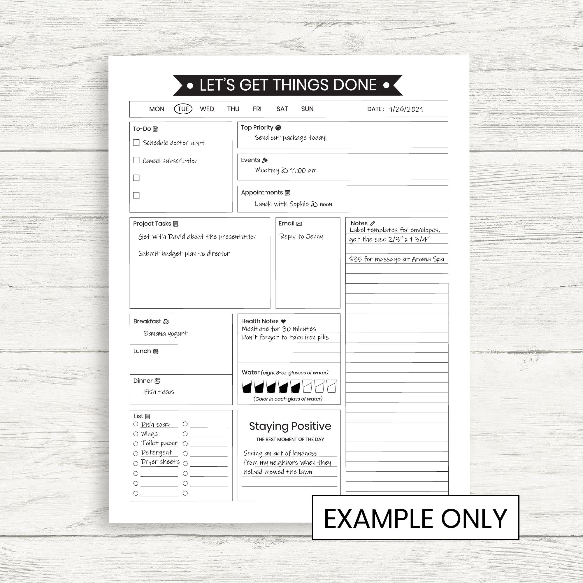 Let's Get Things Done, Daily Planner, Printable - Etsy