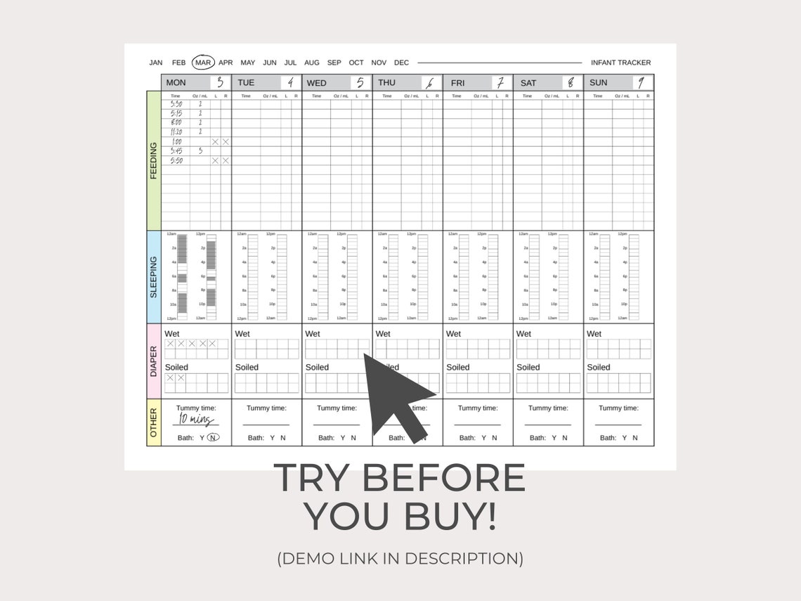 Weekly Baby Tracker Log, Editable Template, Digital File - Etsy