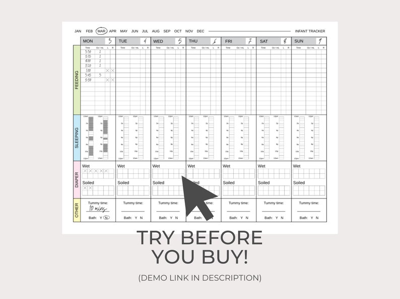 Weekly Baby Tracker Log, Editable Template, Digital File - Etsy