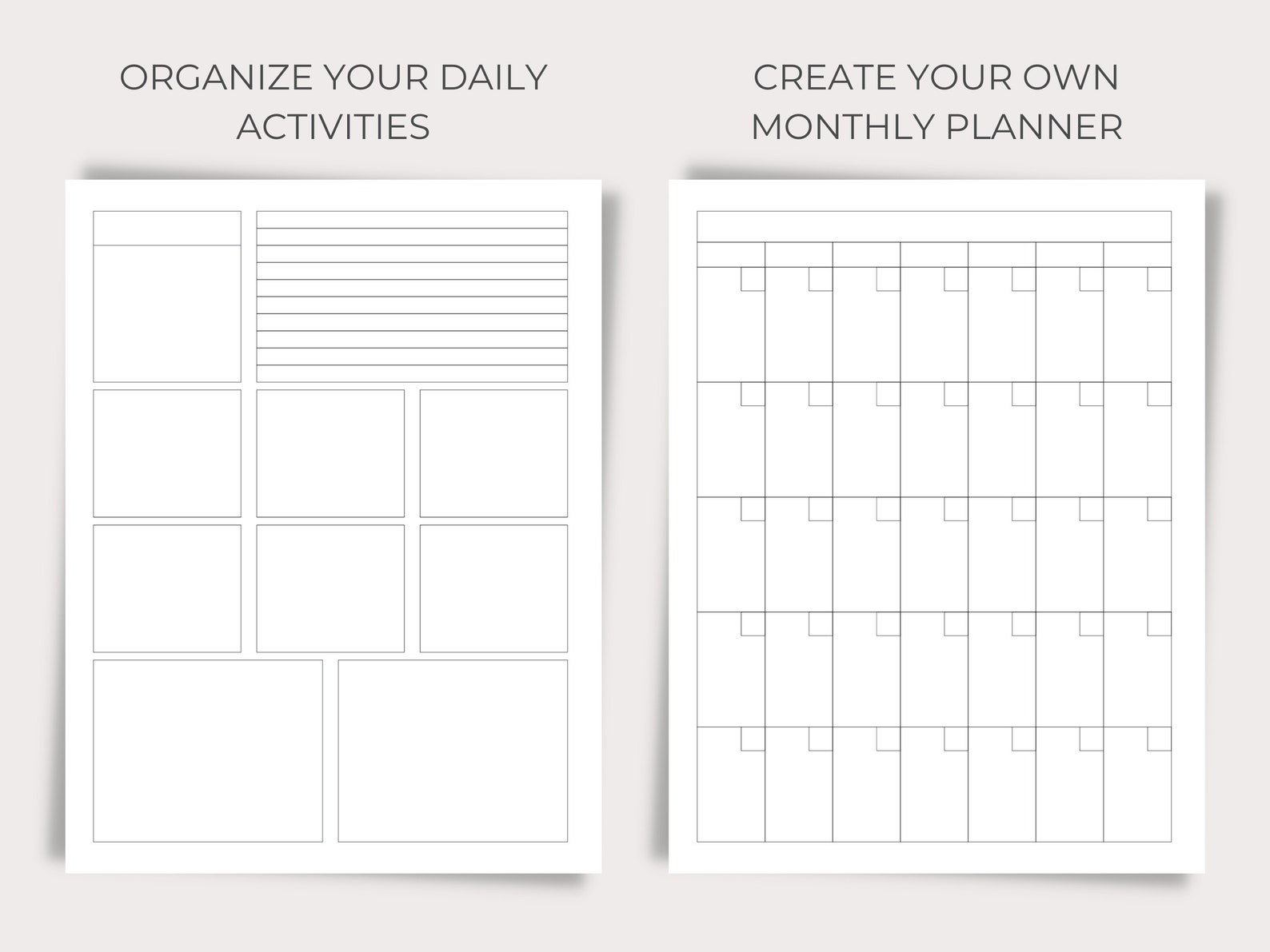 Planner Inserts, 10 Blank Templates, Editable, Printable, Digital - Etsy