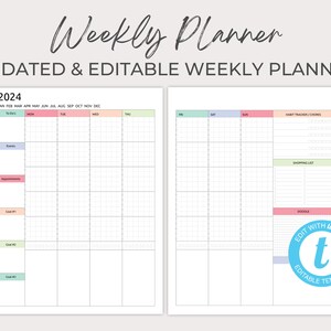 Weekly Planner Printable, Editable Template, Digital File - Etsy