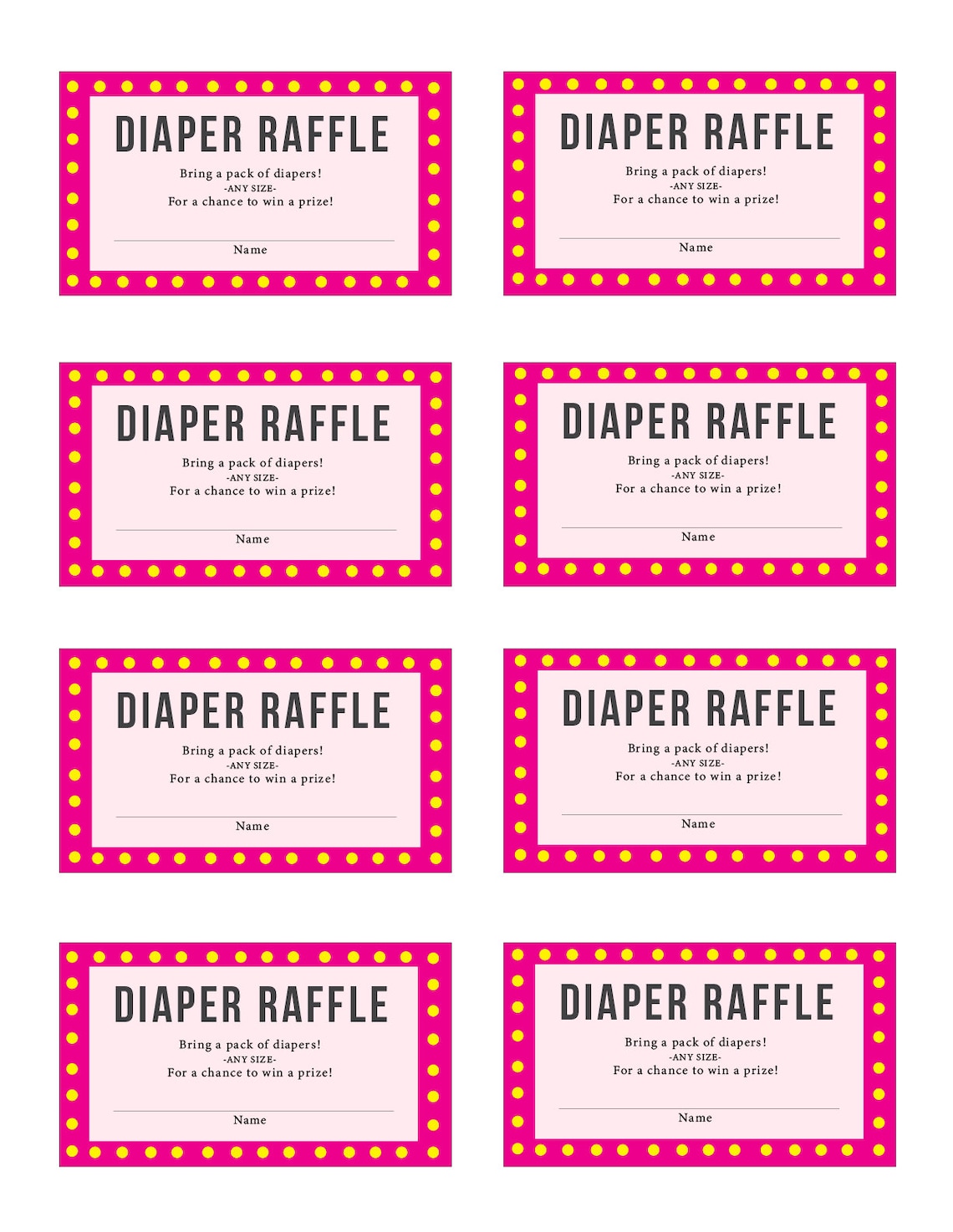 Pink Baby Shower Games, Diaper Raffle, 8 Games Answer Sheet, Instant ...