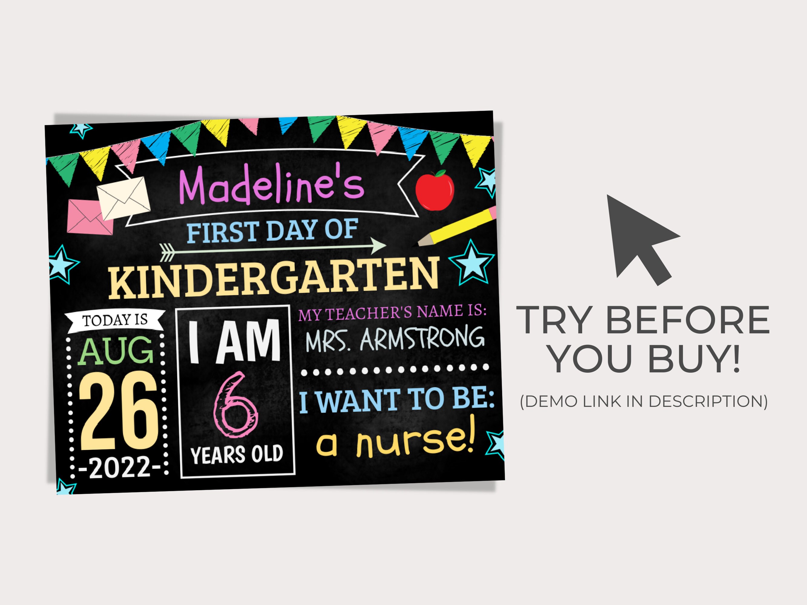 First Day of School Printable Sign, Picture Frame Sign, Editable - Etsy