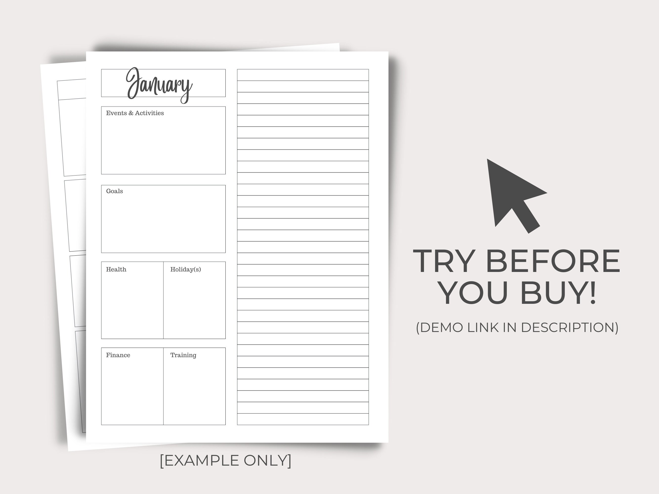 Planner Inserts, 10 Blank Templates, Editable, Printable, Digital - Etsy