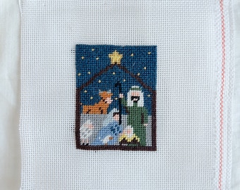 Christmas Nativity Ornament Hand Painted Needlepoint Canvas - Etsy