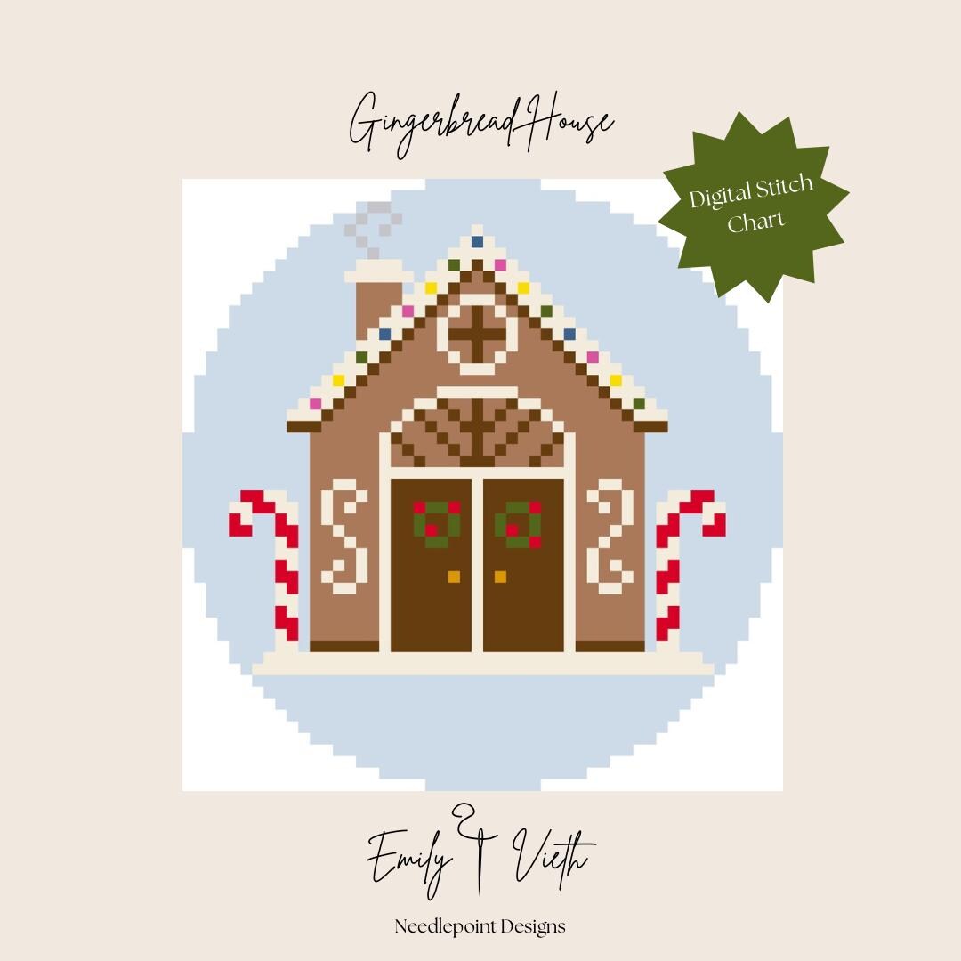 Gingerbread House Digital Stitch Chart | Needlepoint, Cross Stitch - Etsy