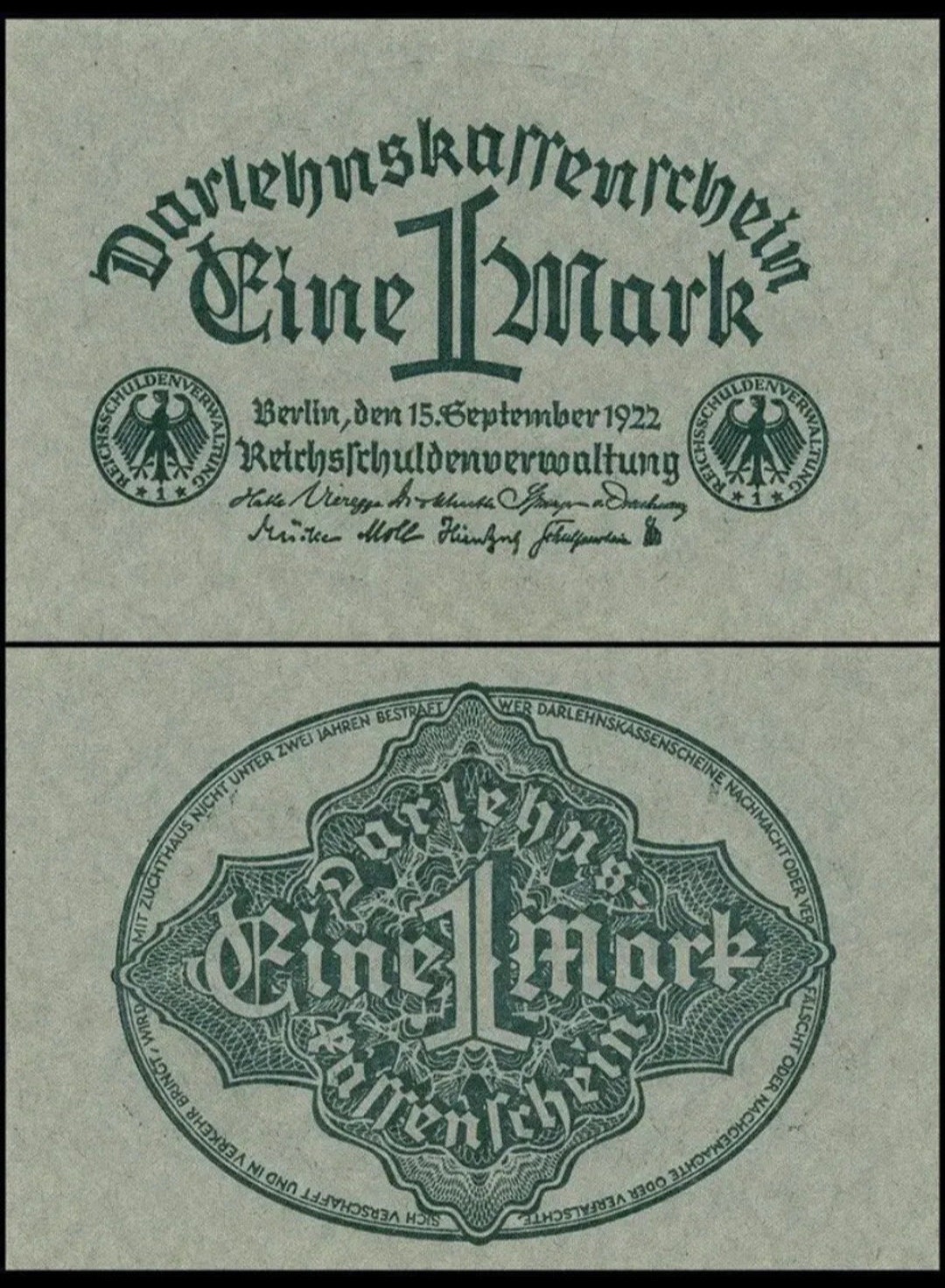 GERMANY 1 Mark, 1922, P-61, Weimar Republic, Uncirculated Historic ...