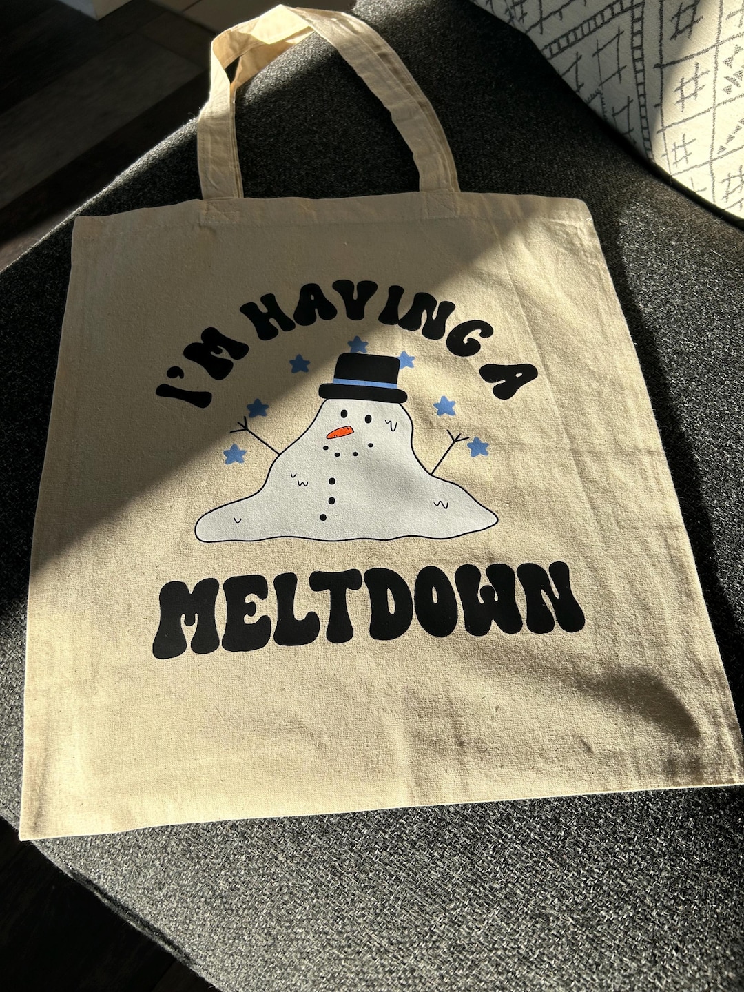Snowman Christmas Canvas Tote Bag - Etsy