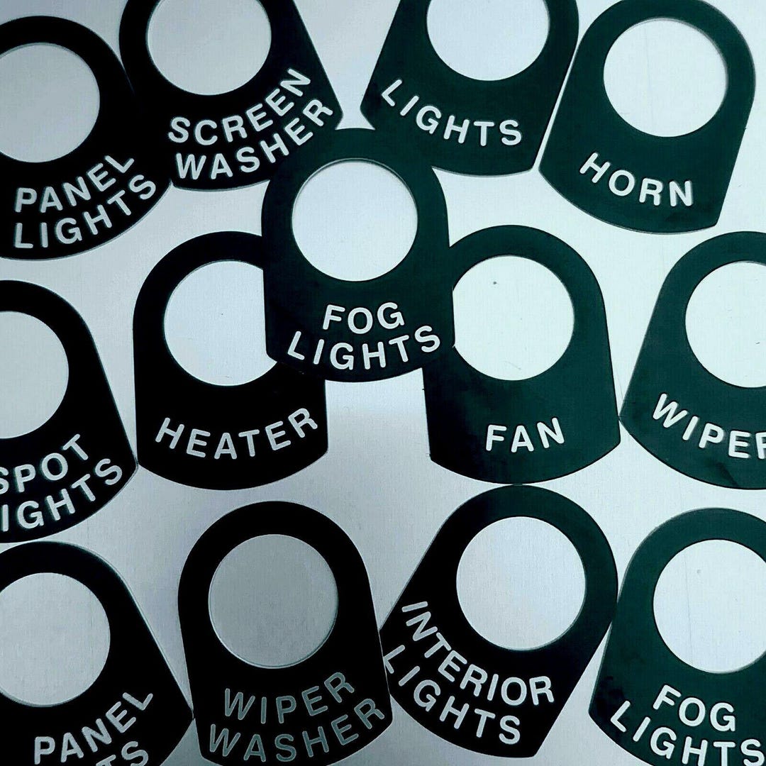 ANY TEXT Aluminium Classic Vehicle Switch Tags for Switches on ...
